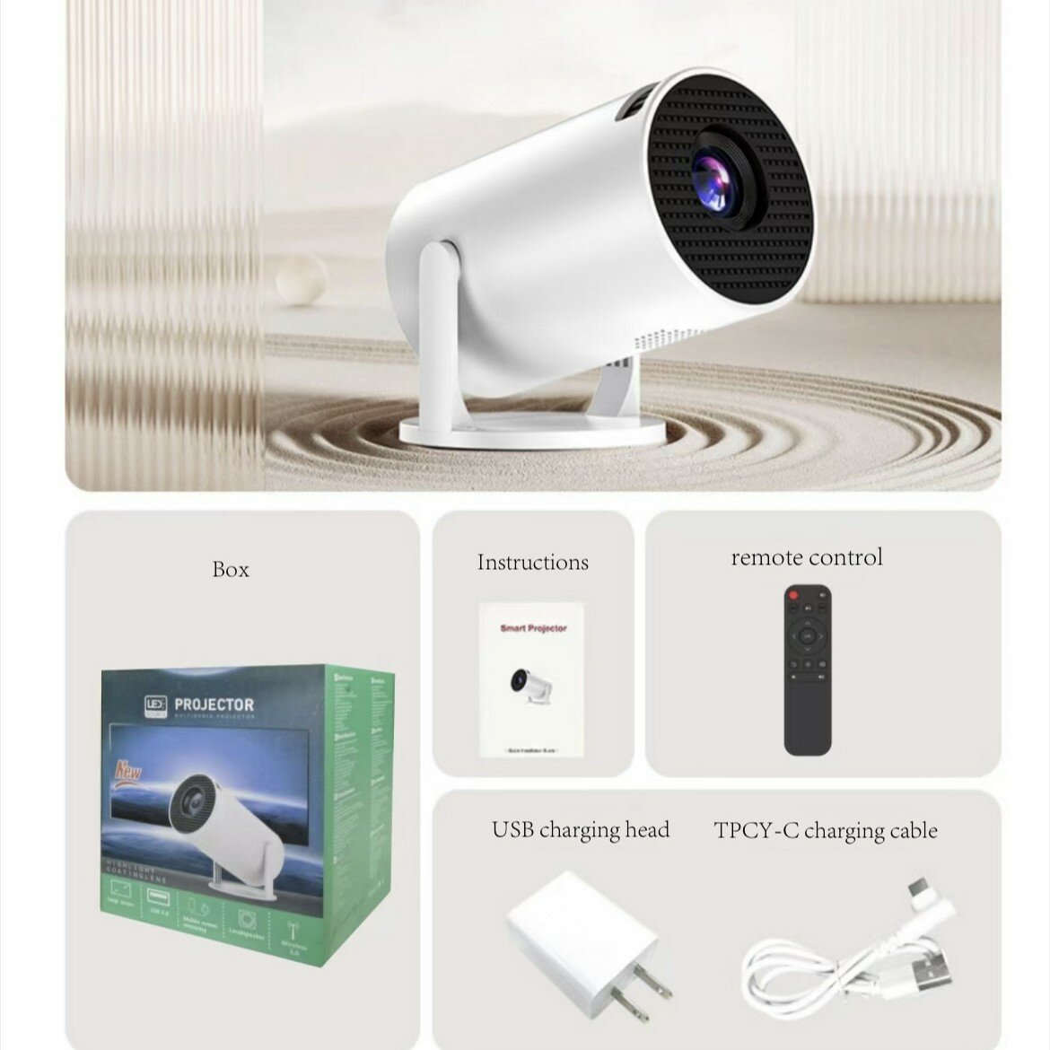 Портативный проектор HY300mini, Full HD 1080P, беспроводное дублирование экрана, домашний кинотеатр, евровилка