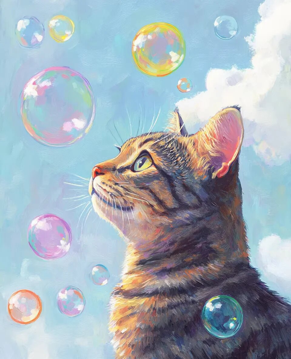 Алмазная живопись "Кошка", набор для рукоделия 20x30cm Full Round, A12