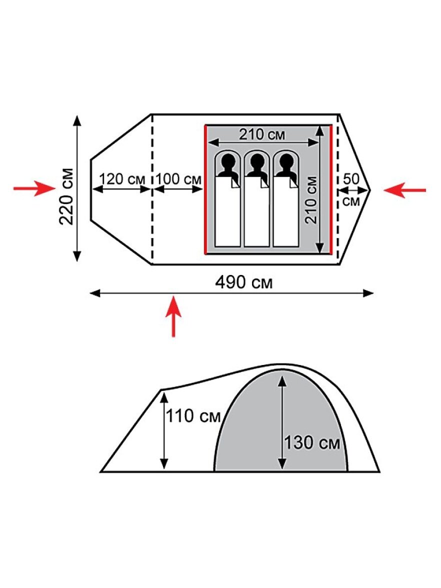 Tramp Палатка Trt-21 Cave 3 (V2), Зеленый