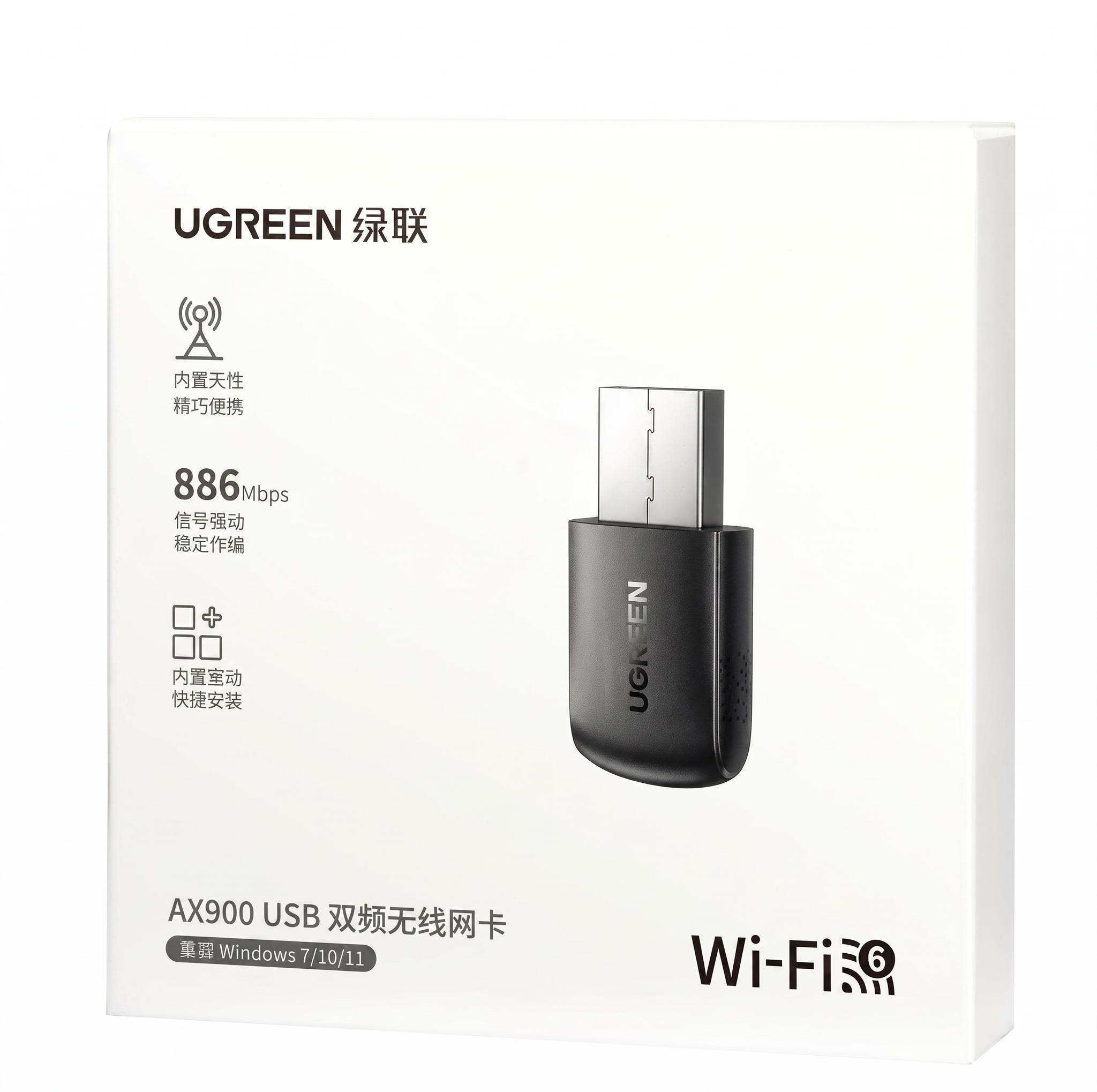 USB-адаптер Ugreen AX900, черный — фото 1