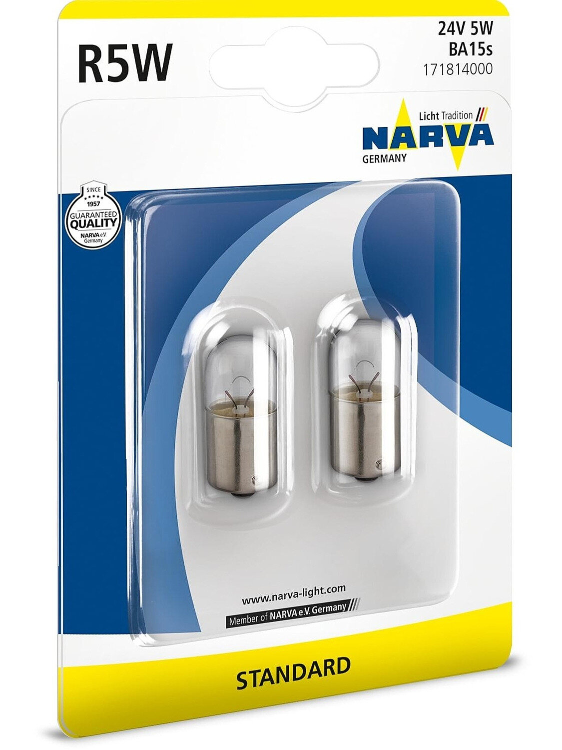 Лампа Narva Standard R5W 24V 5W BA15s 2 шт. 171814000