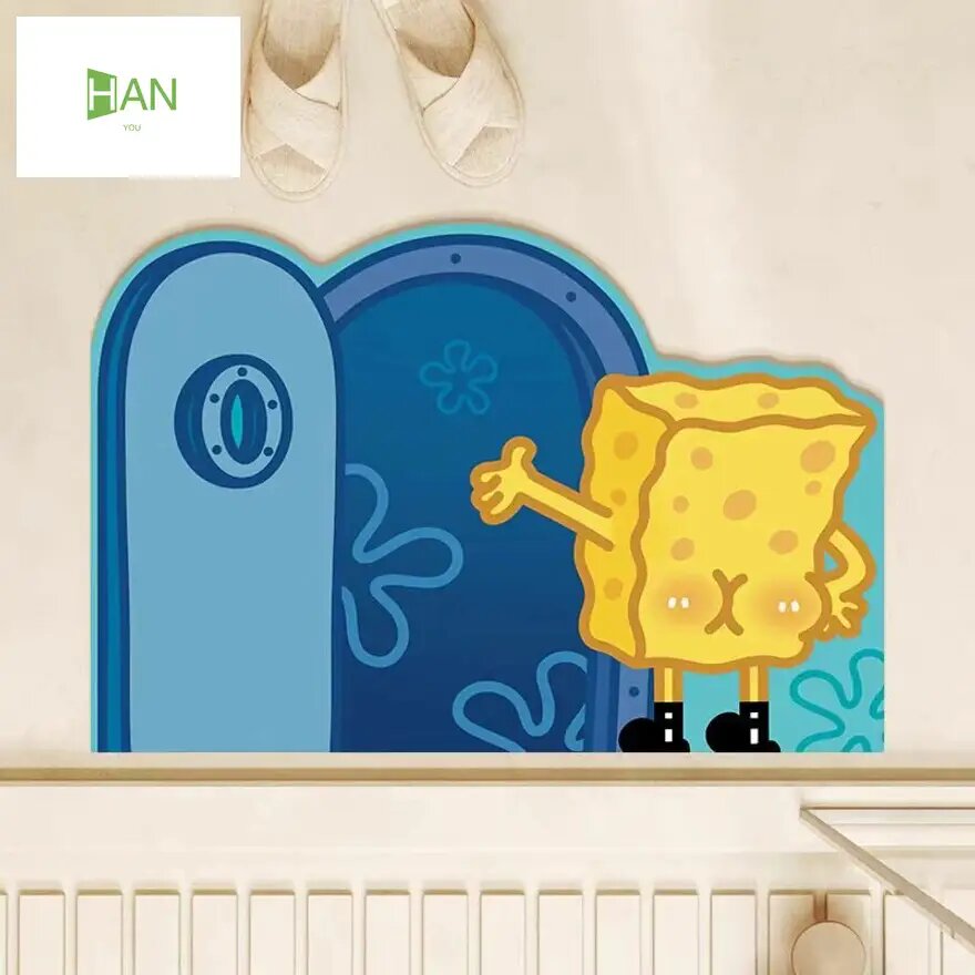 Коврик для ванной Spongebob Squarepants квадратные штаны, двусторонний, 40x60 см, диатомовая земля, нескользящий