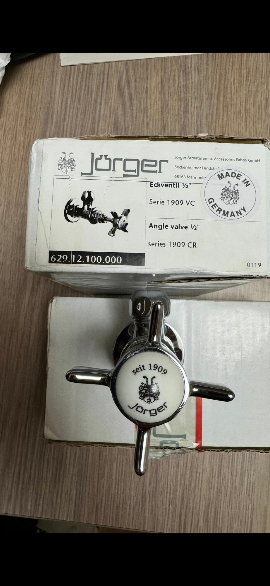 Угловой вентиль Joerger 1909 хром