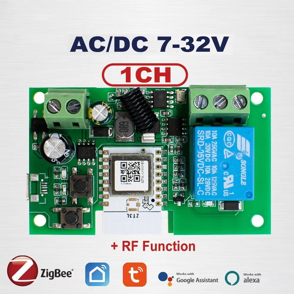 Zigbee реле 1CH AC/DC 7-32V, Zigbee Switch
