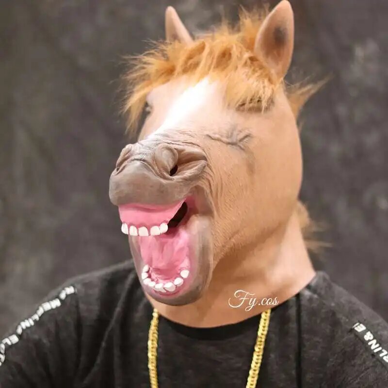 Маска лошади латексная для взрослых, happy horse mask
