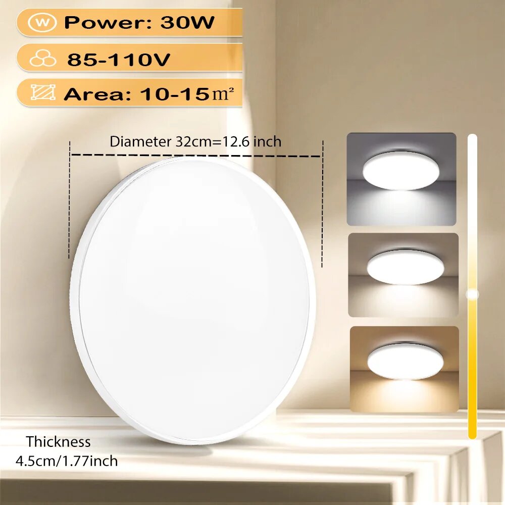 Сверхтонкая потолочная лампа Super Waterpoor Led Ceiling Light Panel, свет для ванной комнаты, 30Вт, настенная светодиодная лампа для кухни, спальни