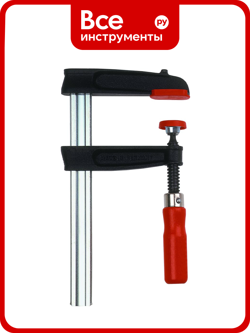 Струбцина BESSEY из ковкого чугуна 400/175, усилие 5.5 кН, с деревянной рукояткой BE-TPN40BE надежной конструкции