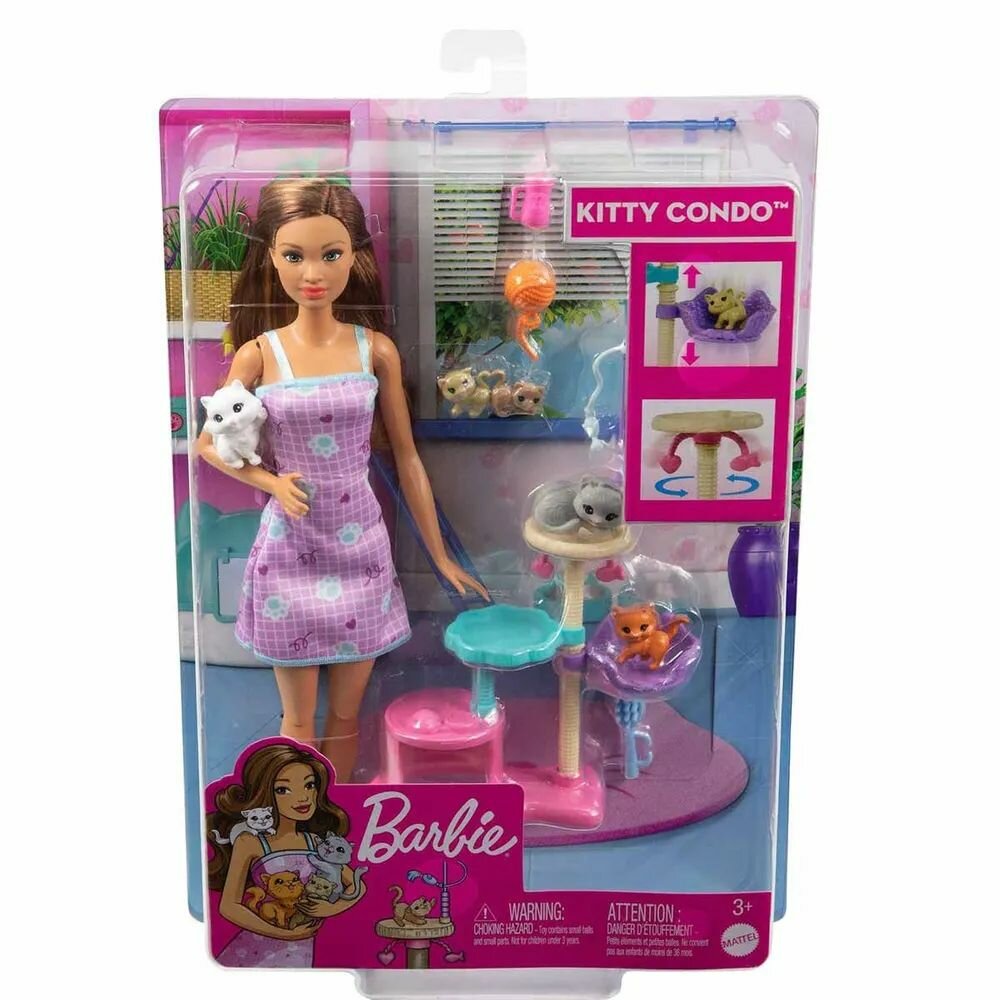 Игровой набор Barbie "Барби и котята" HHB70, с куклами, питомцами, аксессуарами, от 3 лет