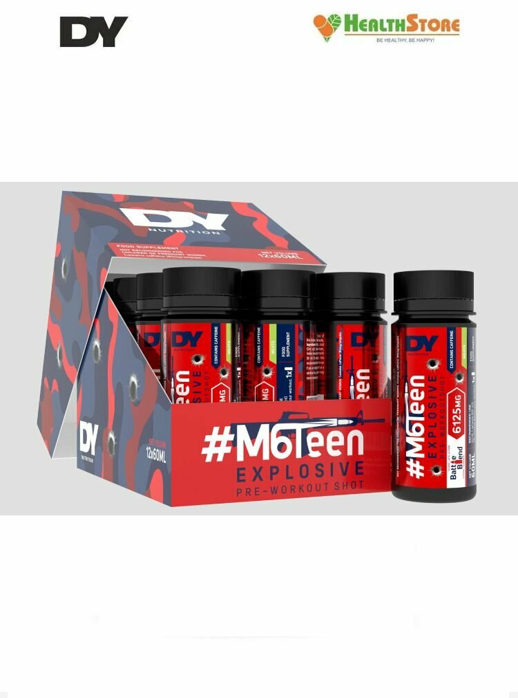 DY Nutrition M6Teen Explosive Pre-Workout Shot 12шот*60мл (персик) Шот предтренировочный комплекс