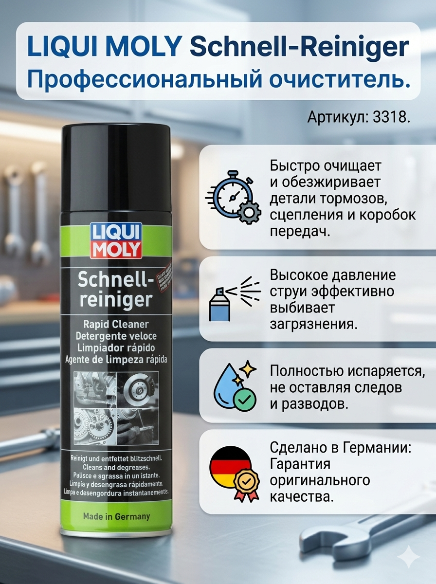 Универсальный очиститель LIQUI MOLY "Schnell-Reiniger" : быстрая очистка любой поверхности