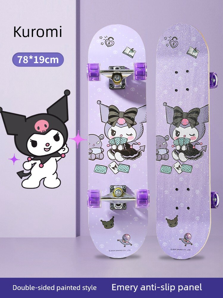 Kuromi 31-дюймовый скейтборд с светодиодными колесами для детей 3-6 лет