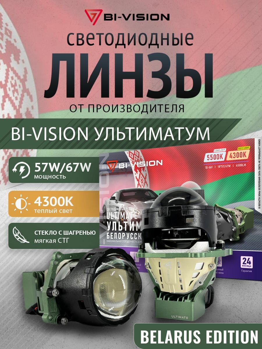 Светодиодные линзы BI-VISION модель Ультиматум / Ultimate 4300K, Белорусская версия с размытой СТГ