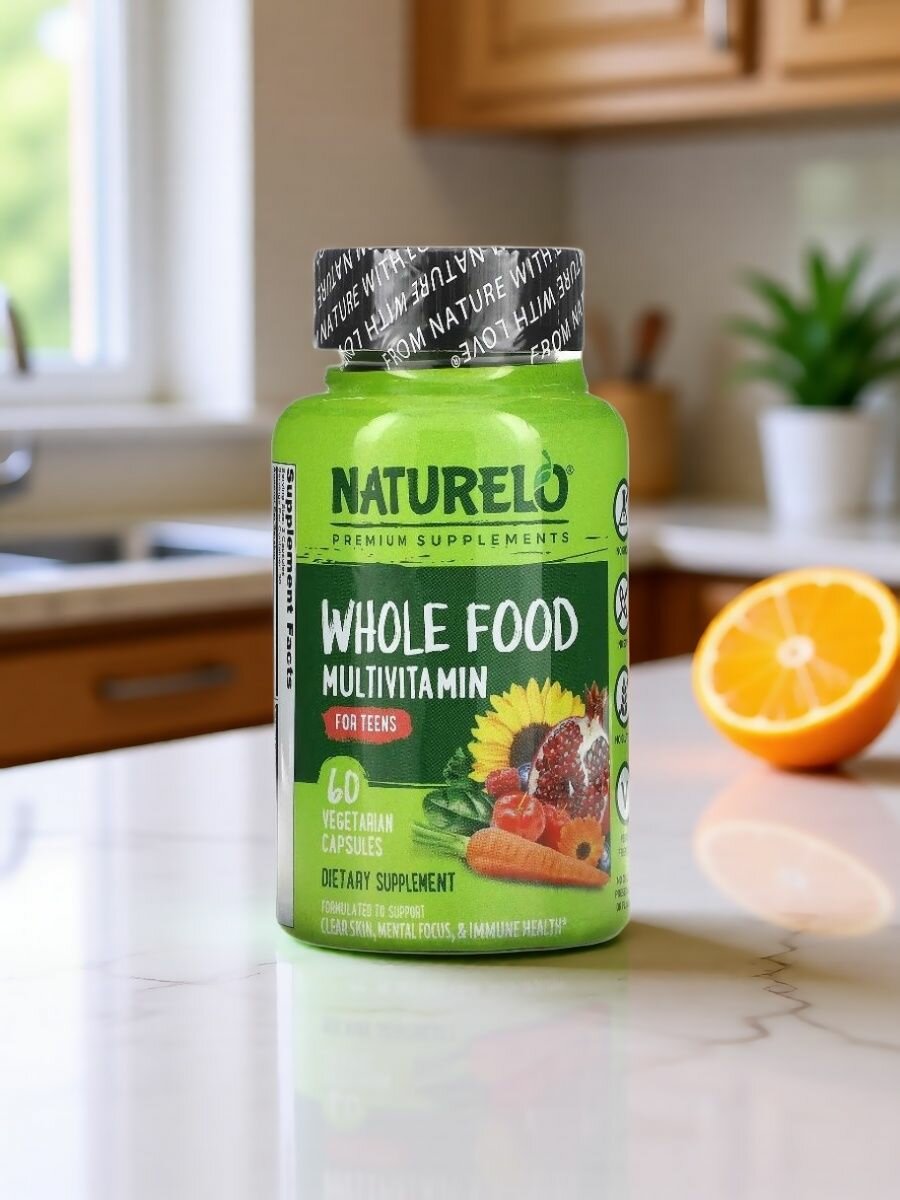 Мультивитамины из цельных продуктов для подростков, NATURELO, 60 растительных капсул