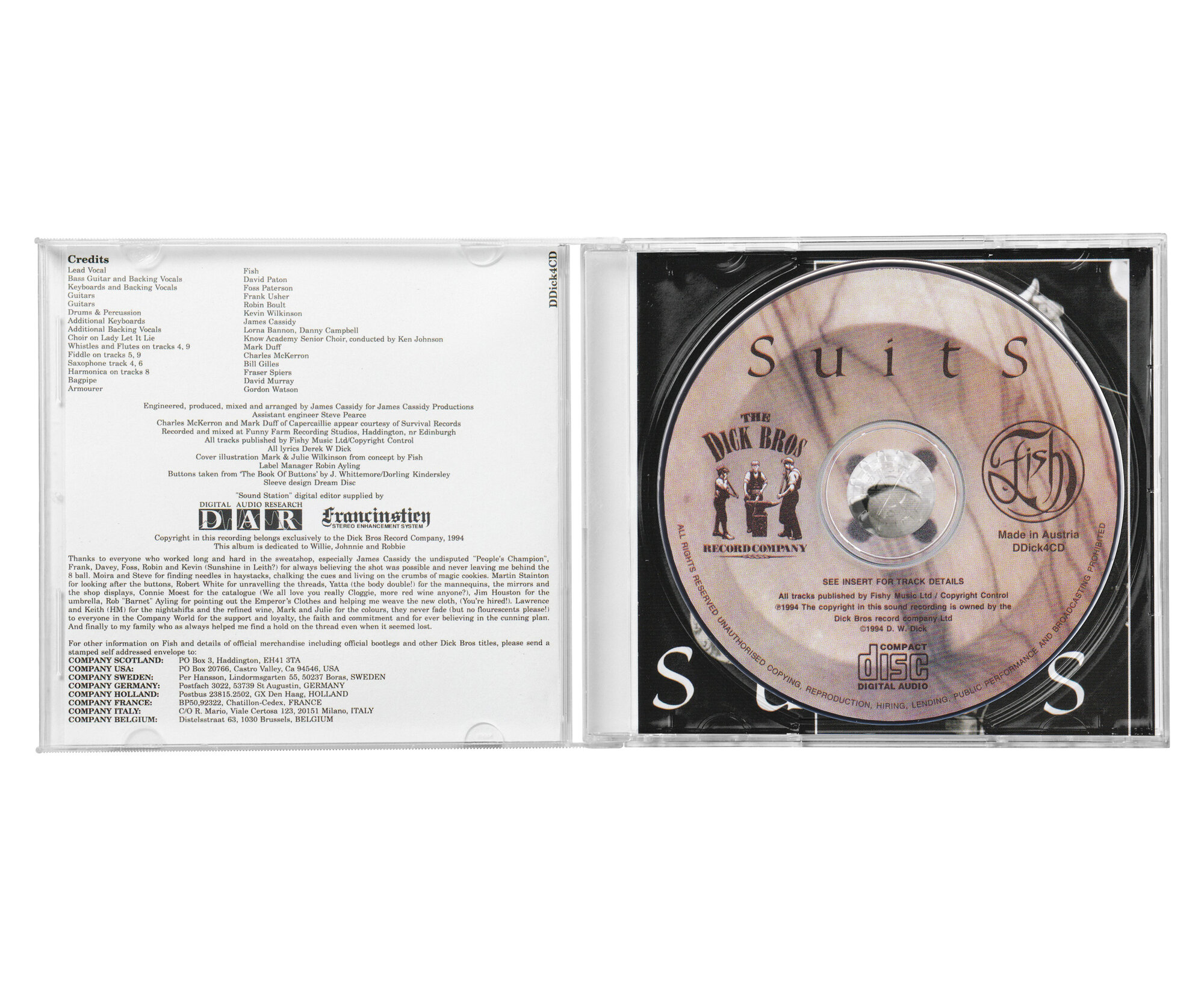 Fish - Suits, 1994, 4-page, CD-Аудио — фото 1