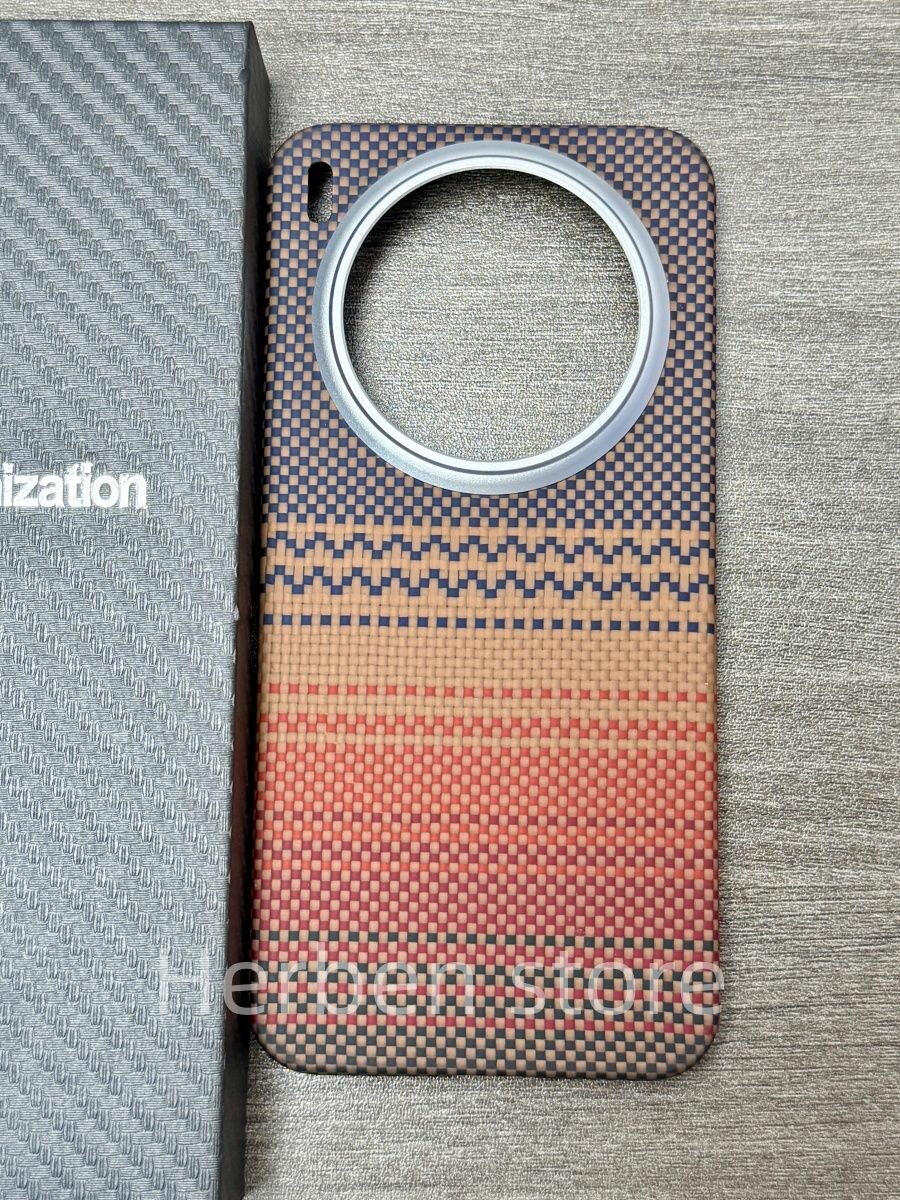 Чехол углеродное волокно Магнитный кевларовый чехол для Vivo X300, kevlar оранжевый