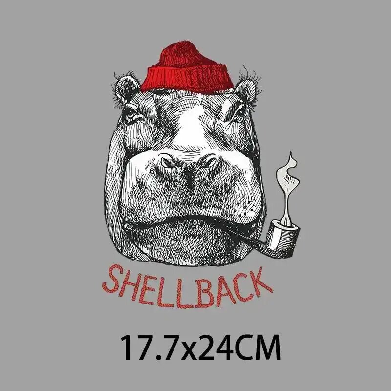 Наклейка Shellback с гиппопотамом, 17.7x24см, TH2537-25