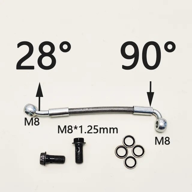 Гидравлический шланг тормозной мотоцикл M8 300см, 28°/90°, серебристый