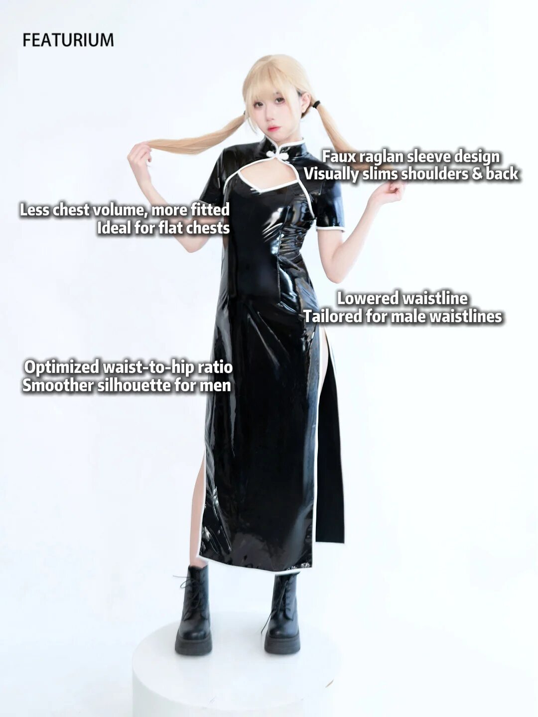 Featurium Костюм из искусственной кожи, черный, LONG