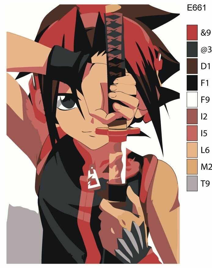 Детская Картина по номерам E661 "Аниме Shaman King (Шаман Кинг). Йо Асакура" 20х30