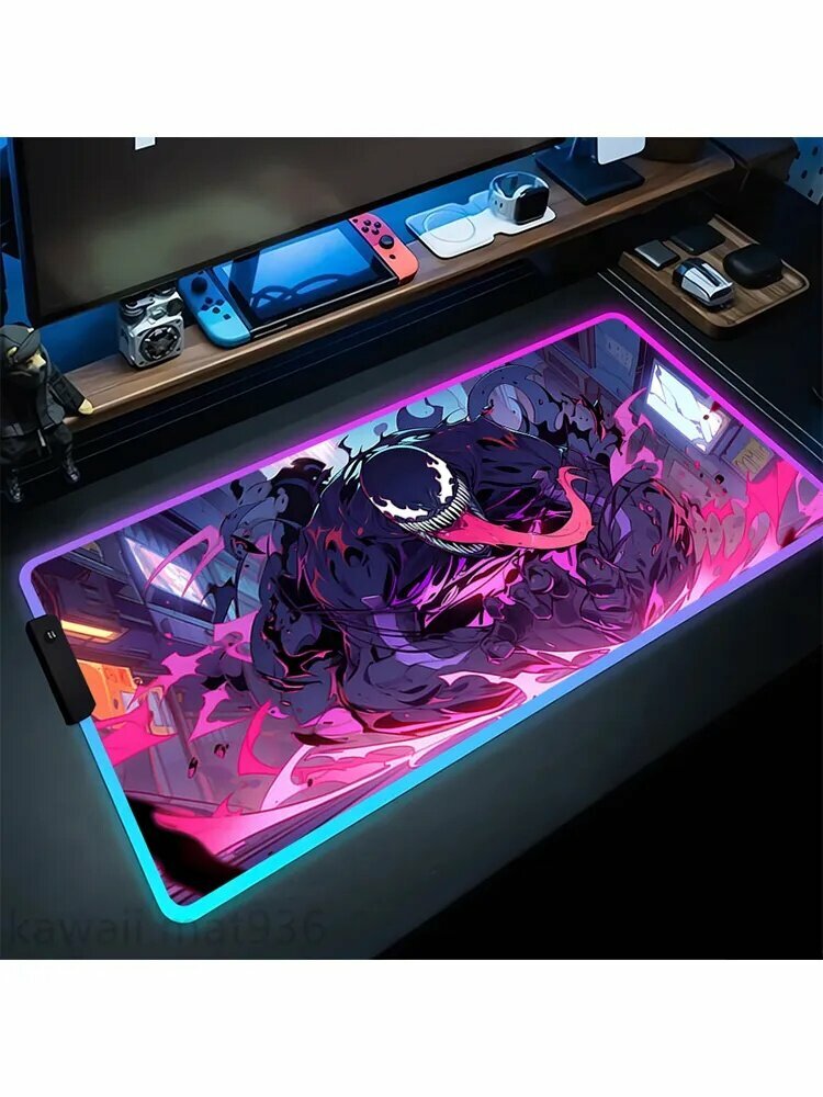 Venom Коврик для мышки, XXL, малиновый, черный