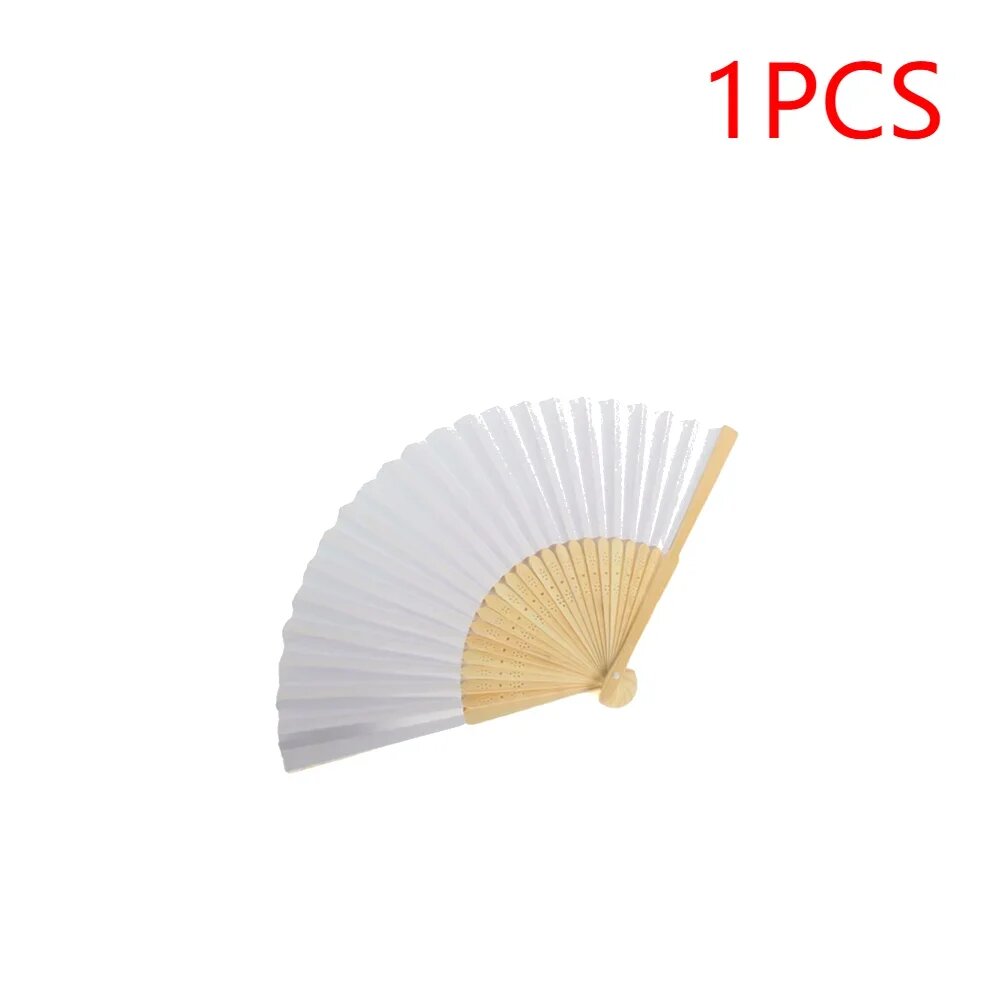 Белый складной веер из бамбука 1pc