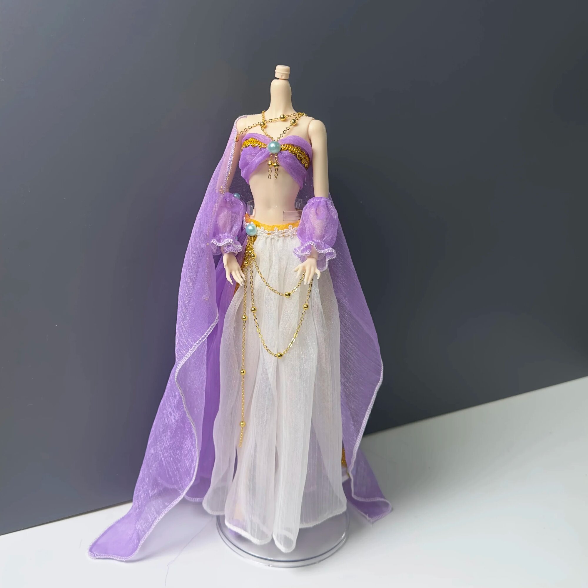 Аксессуары для кукол FR/Babi Supermodel 1/6: кружевной топ + юбка из фатина + вуаль + Purple Set