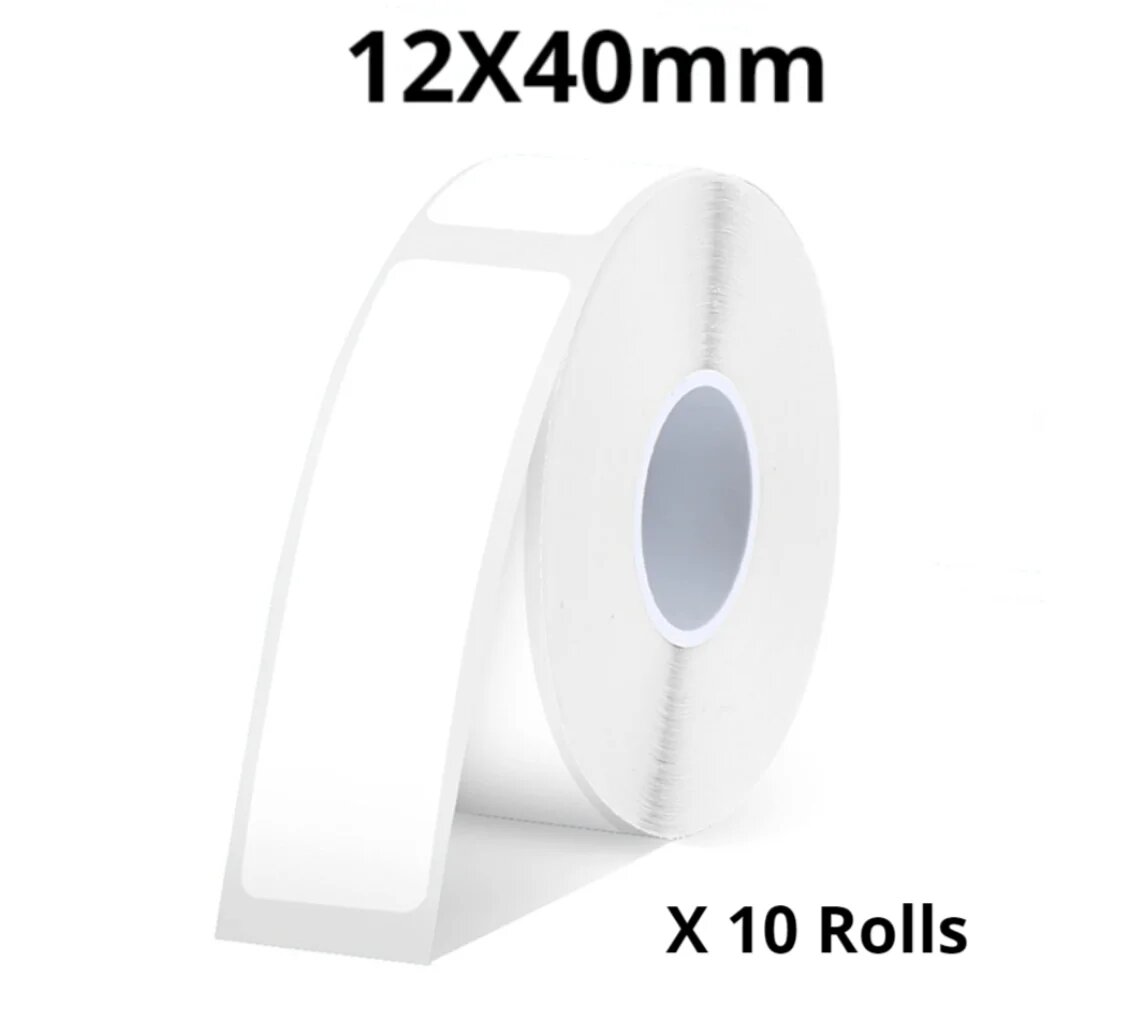 Термобумага для этикеток D30/D35 12мм×40мм 10 Rolls White