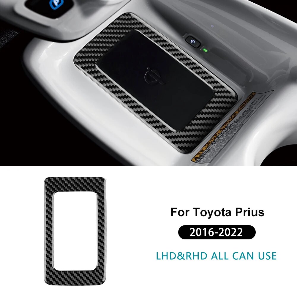 Настоящее мягкое углеродное волокно для Toyota Prius 2016 2017 2018 2019 2020 2021 2022 LHD RHD Автомобильная центральная панель беспроводной зарядки