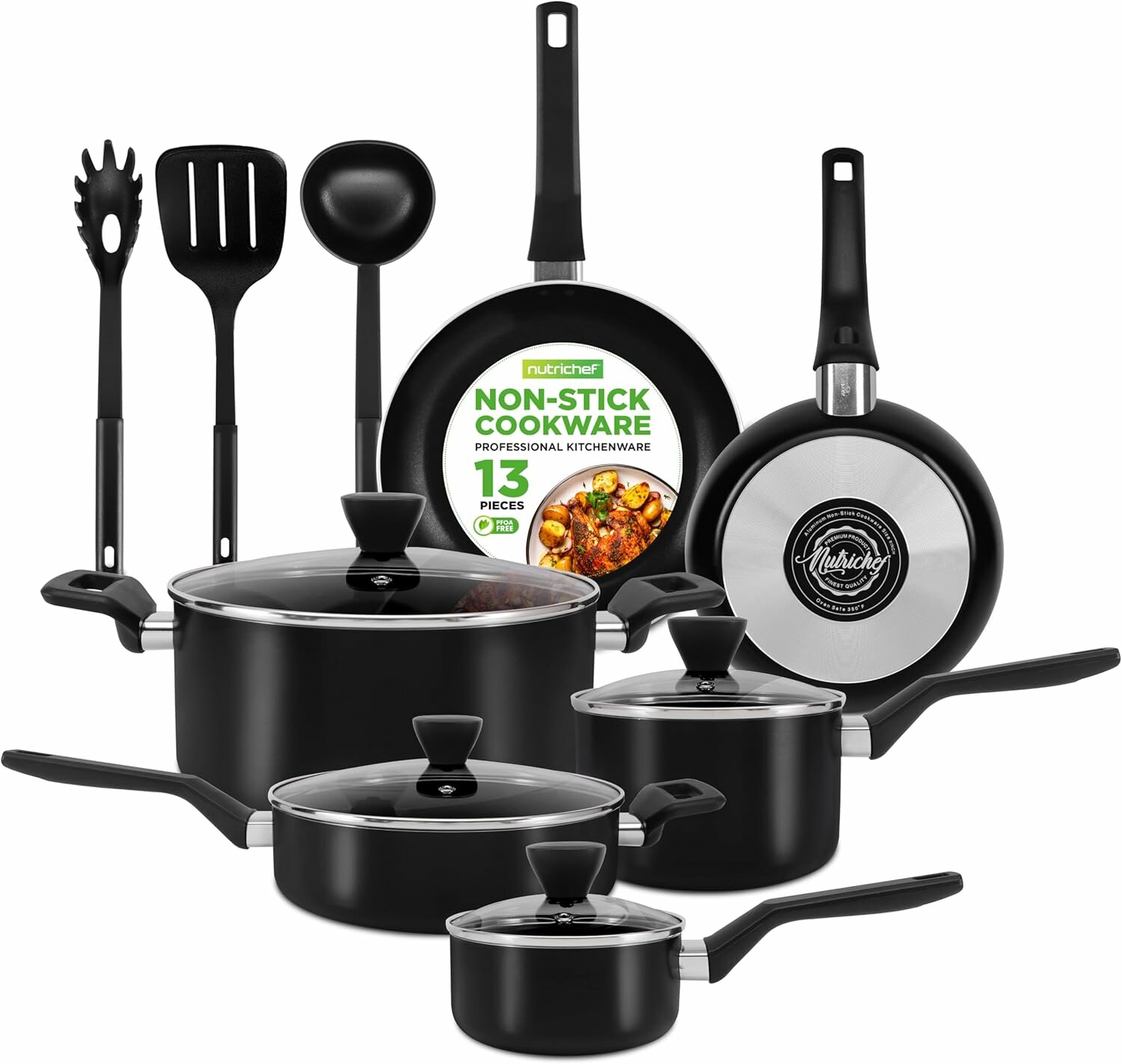 Nutrichef Набор Набор из 13 кастрюль и сковородок 13-Piece Pot and Pan Set Non-stick - Black