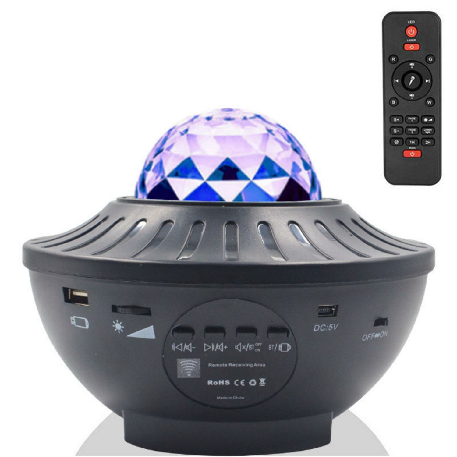 LED striped model star lamp water ripple bowl table lamp remote control bluetooth music projection lamp bedroom full star ambient light 8W ABS USB bluetooth usb disc card reader BTK10 21 colours 16.2*16.2*13cm 16.5*16.5*13.2cm 1 music projector 1 Remote
