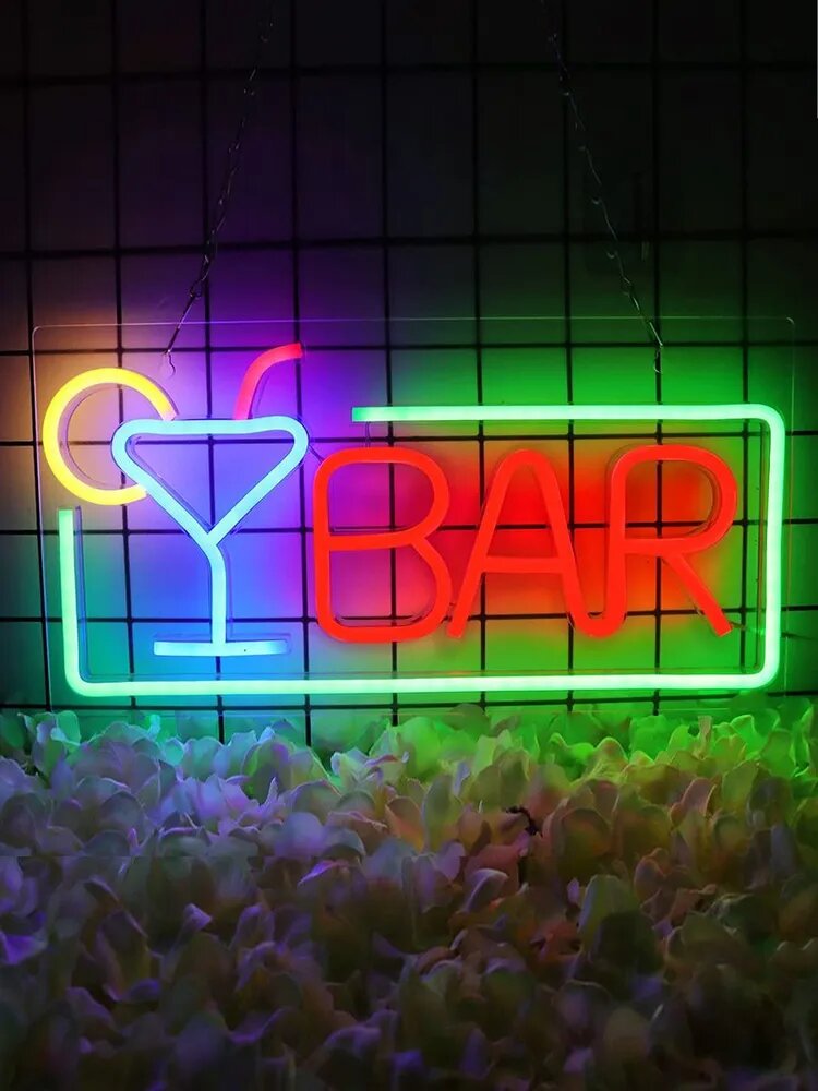 Неоновая вывеска Bar LED для украшения стен в спальне гостиной баре или мужской комнате с атмосферным освещением