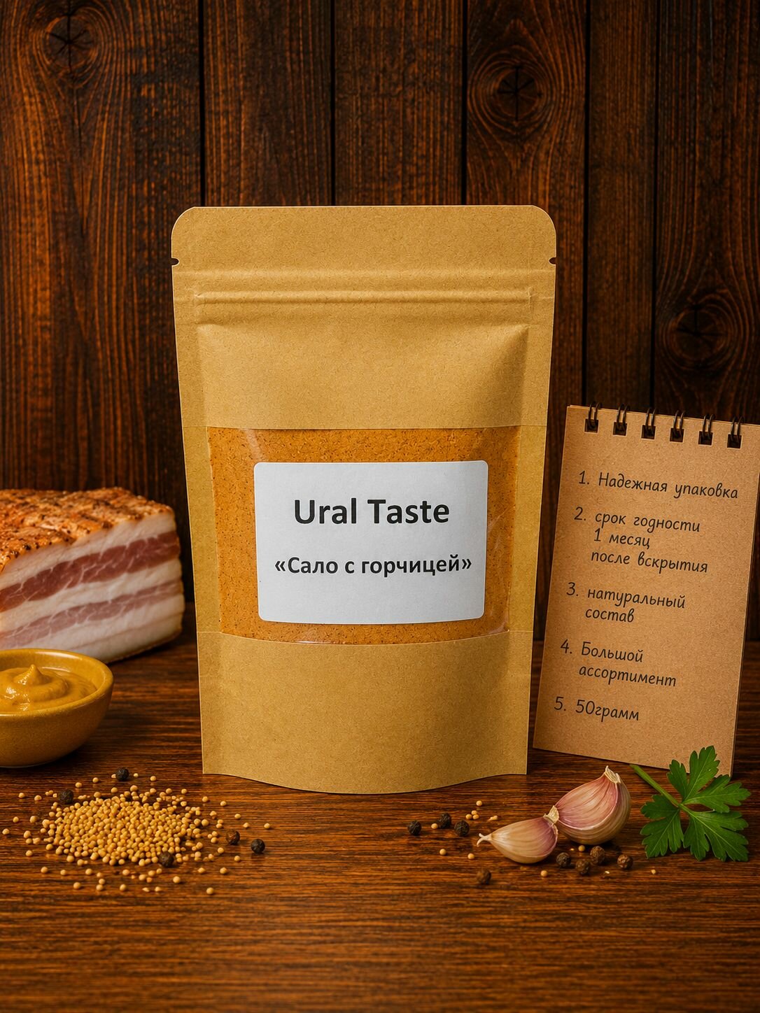 Ароматизатор Ural Taste "Сало с горчицей", 50 грамм, дой-пак — фото 1
