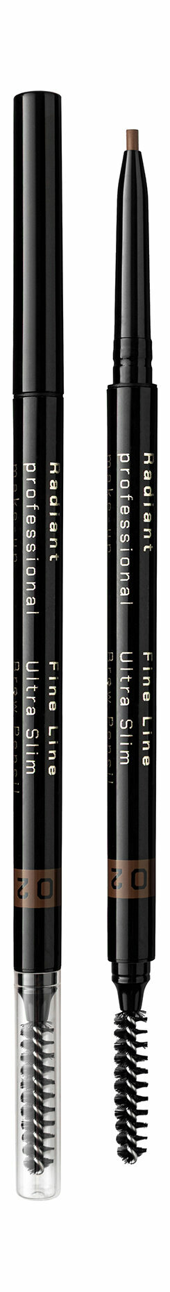 RADIANT PROFESSIONAL MAKE-UP Карандаш для бровей Fine Line Ultra Slim ультратонкий водостойкий, 0,09 г, 02 Коричневый