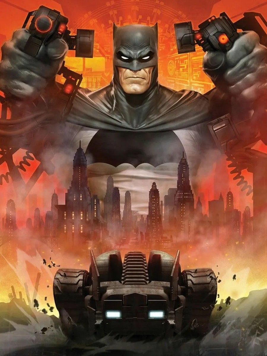 Постер для интерьера на стену (40х50 см). Бэтмен и Бэтмобиль (Batman Batmobile)