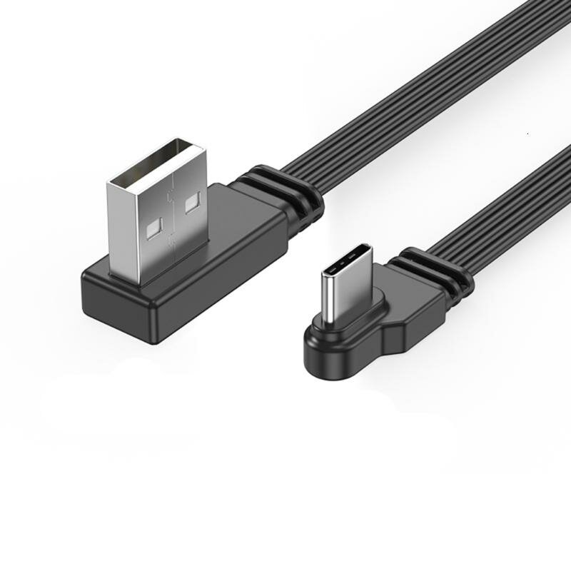 USB 2.0 - Type-C кабель питания 90°/прямой 30-100см, 1m - USB L к типу C LR