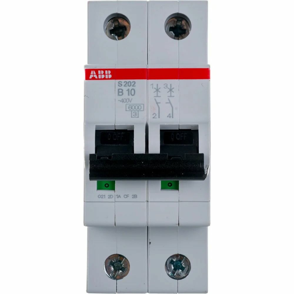 Автоматический выключатель ABB 2-полюсный S202 B10 2CDS252001R0105