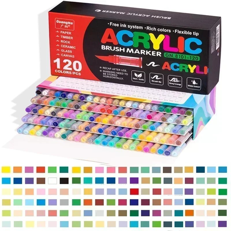 Акриловые маркеры GuangNa 120 цветов, Brush Marker