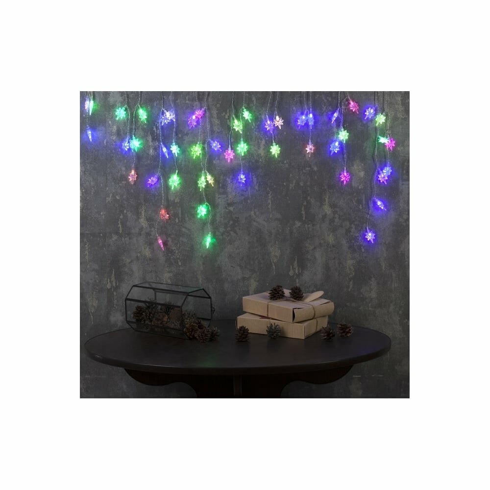 Бахрома Luazon DECOR Звезды 4 см, IP20, Ш1.8 м, В0.5 м, Н. С. LED-48-220V, моргает, RGRB 3556863