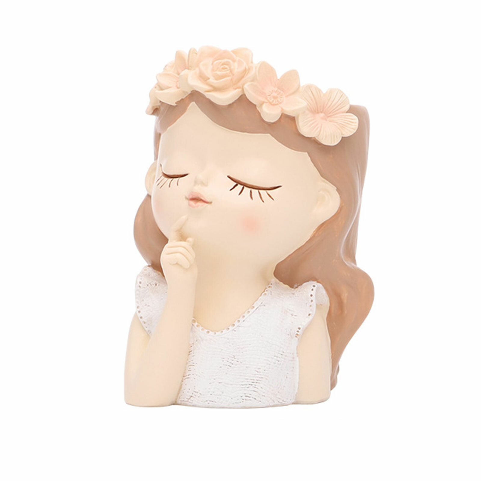 Горшок-Плантатор для Лица Из Смолы Cute Head Succulent Planter для Комнатных Растений с Дренажным Отверстием и Пробкой