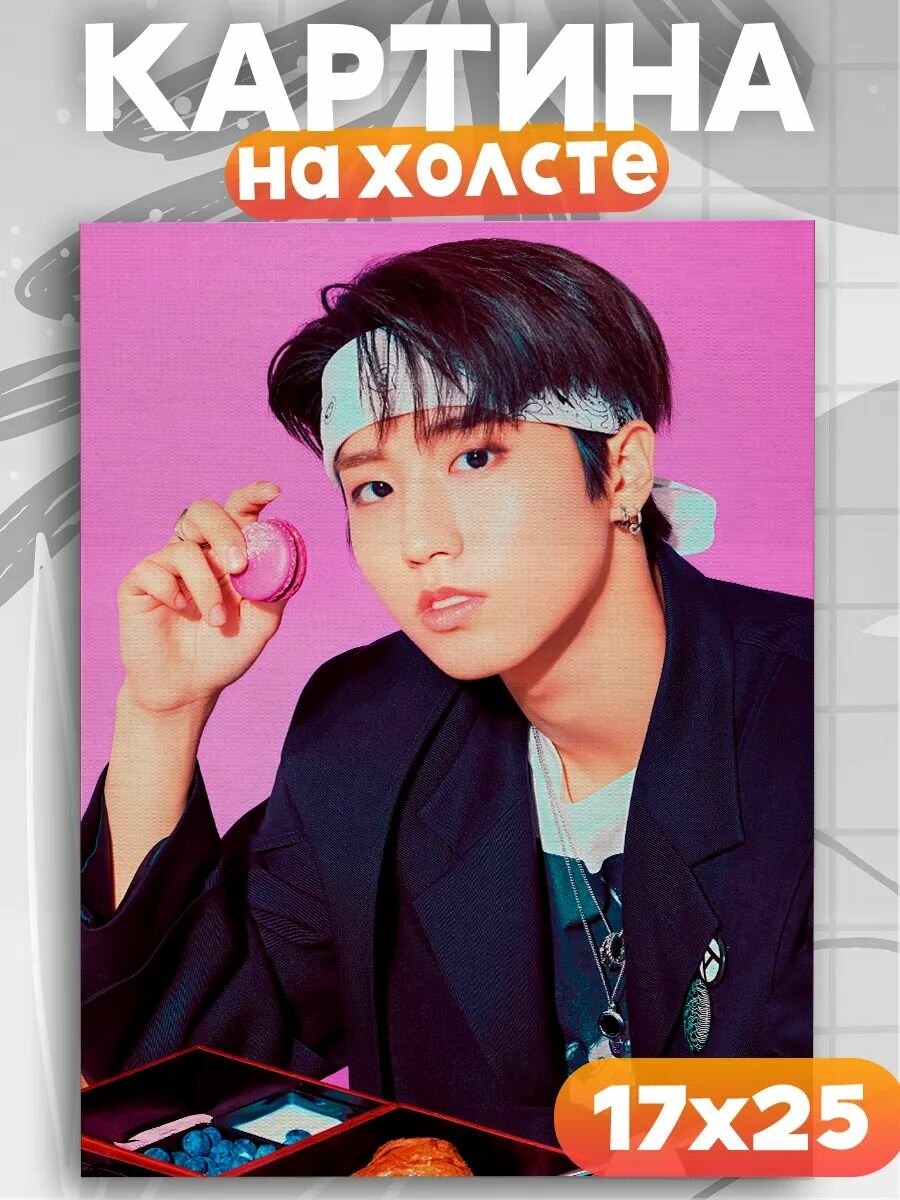Картина на стену Хан Джисон Stray kids кпоп, на подрамнике, 1шт, 25х17 размер.