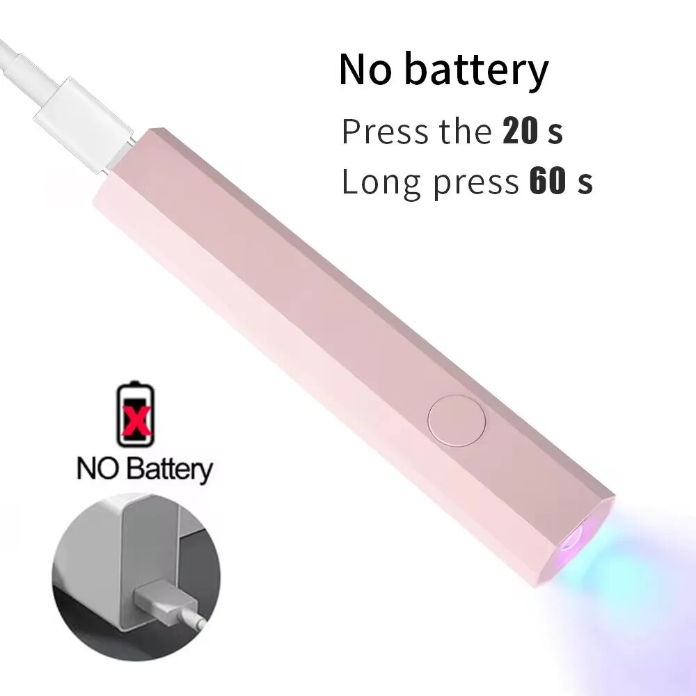 Беспроводная портативная УФ/LED сушилка для ногтей YIKOOLIN Pink Charging Model