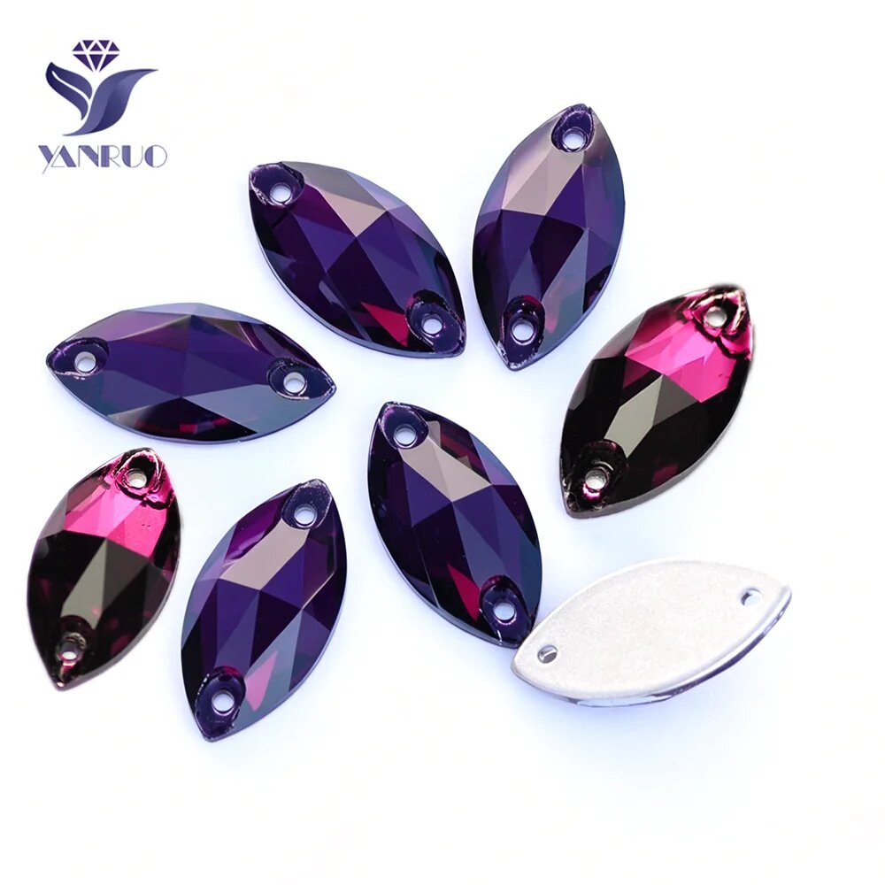 Стразы YANRUO 3223, 7x15mm, фиолетовый, 30шт