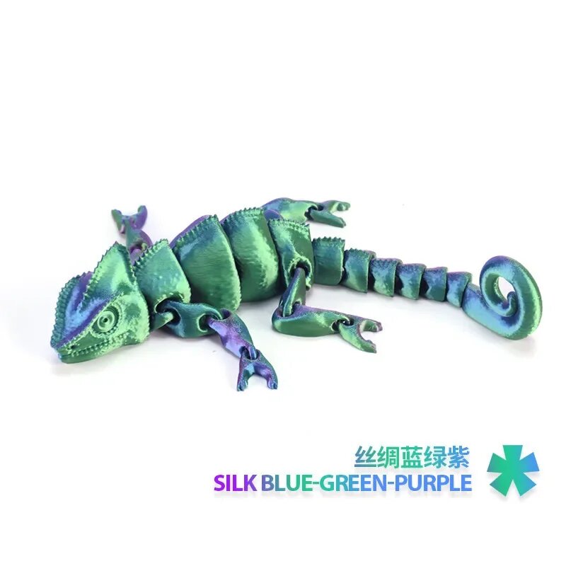 MOONBIFFY 3D Фигурки Дракон-Хамелеон Зеленый, Green purple, 23cm