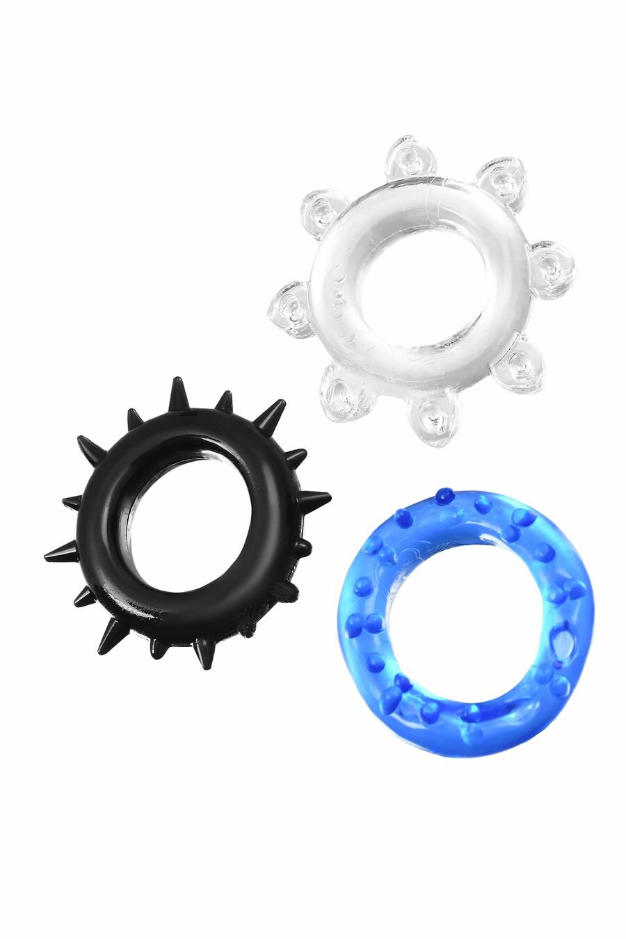 Набор эрекционных колец ToyFa A-toys Cockrings Set, ребристые, водонепроницаемые, 3 шт