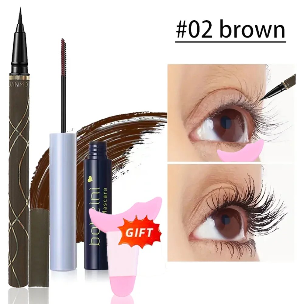 Silk Fiber Curling Mascara водостойкая Eyeliner 02 Set