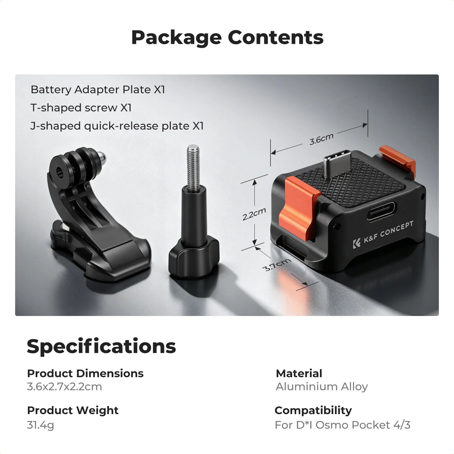 Зарядная база K&F CONCEPT PP61 для DJI Osmo Pocket 4/3