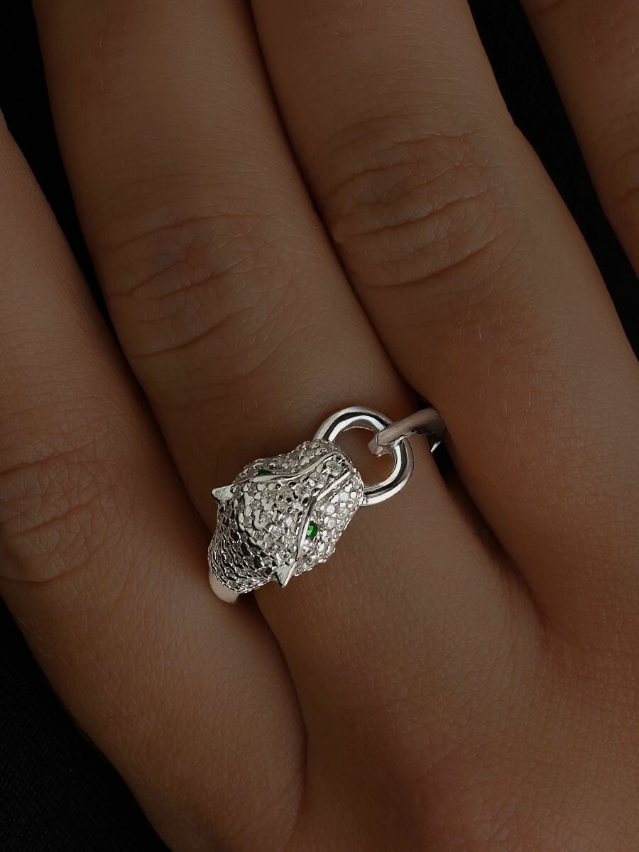Кольцо, серебро, 925 проба, родирование, фианит