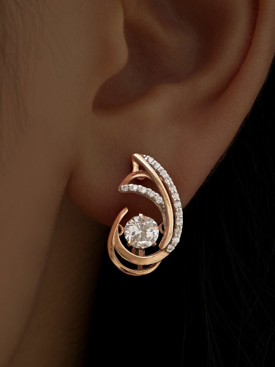 Серьги, серебро, 925 проба, родирование, фианит