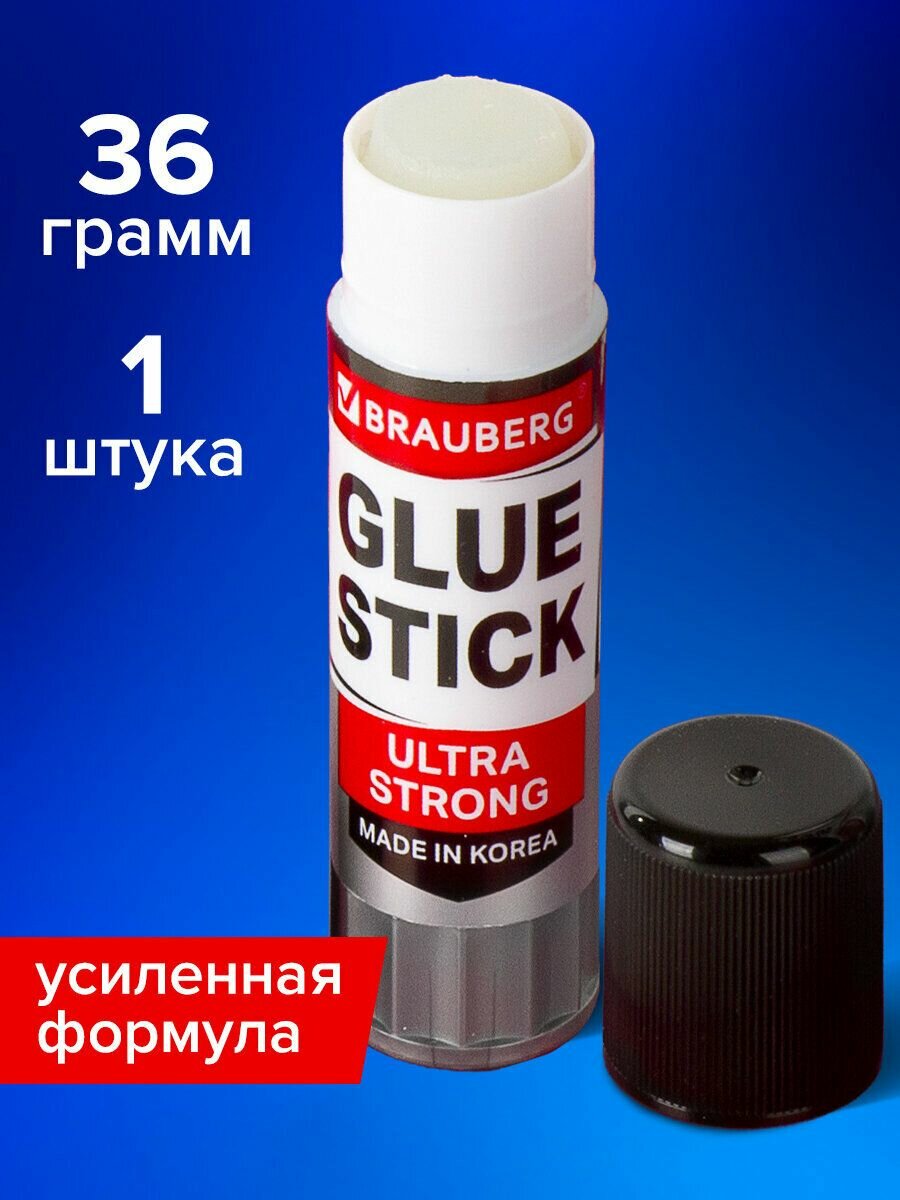 Клей-карандаш Ultra Strong 36 грамм, Усиленная Формула, PVP (ПВП) основа, производство Южная Корея, для школы, офиса, творчества клей-карандаш клей ПВП усиленная формула для школы офиса