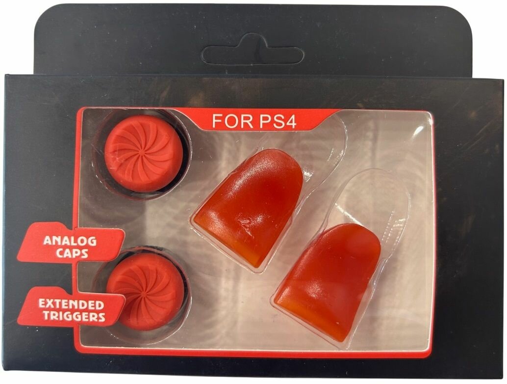 Насадки на стики + триггеры Simple Trigger Set (Red) (PS4)